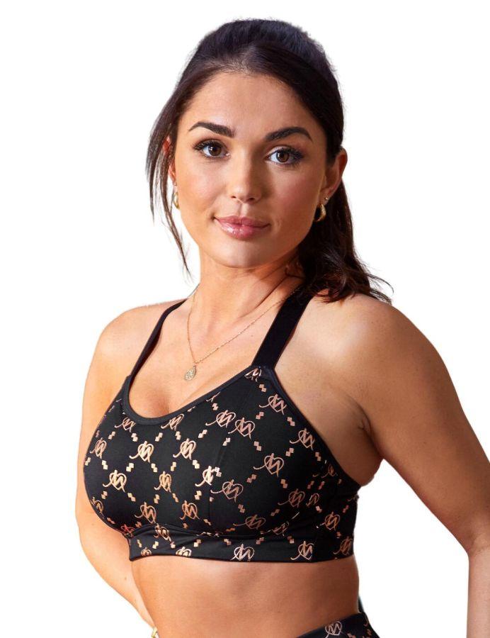 Pour Moi Energy Empower Convertible Sports Bra - Black/Gold | Belle Lingerie