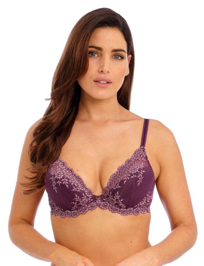 Wacoal Embrace Lace Plunge Bra - Italian Plum/ Valerian | Belle Lingerie