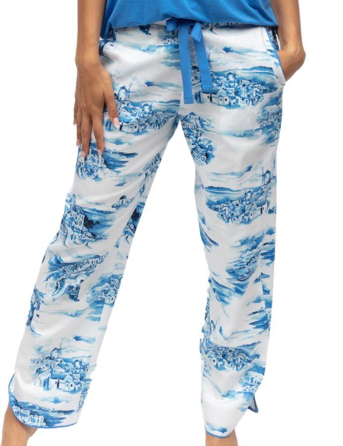Cyberjammies Donna Pyjama Bottoms - White Santorini Print | Belle Lingerie