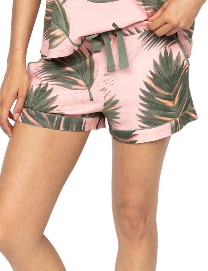 Cyberjammies Lea Leaf Print Jersey Shorts - Salmon Pink Mix | Belle Lingerie