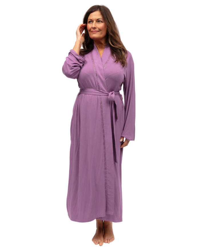 Cyberjammies Nora Rose Rhea Long Dressing Gown - Mauve